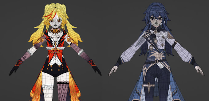 Modeling anime style 3d game vtuber vrchat character by Wenthen | Fiverr