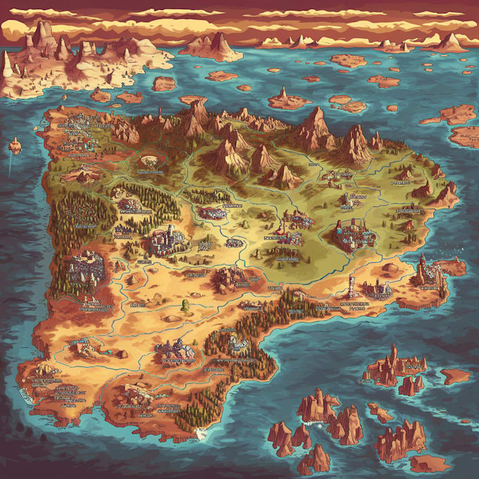 Create a fantasy map illustration for dnd, novels and games by ...