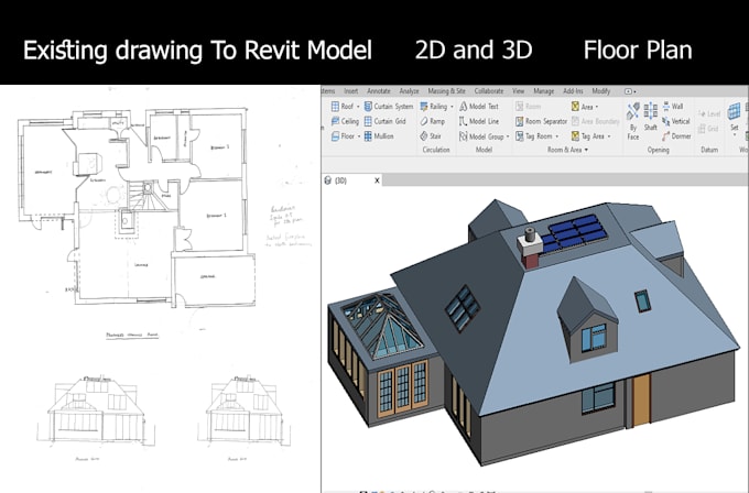 Convert revit 3d model from 2d drawings, pdf, jpeg, cad by Sofeksammi | Fiverr