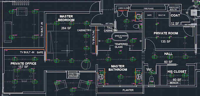Create a dimensional layout for a lighting design plan by Marco_q7 | Fiverr