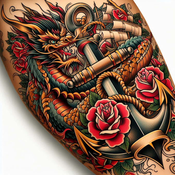 Draw traditional old school tattoo design by Waneesens | Fiverr