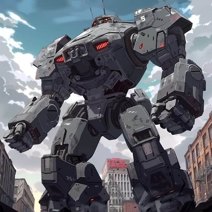 Make illustrate mecha characters heroes robot gundam by Kriksybara | Fiverr