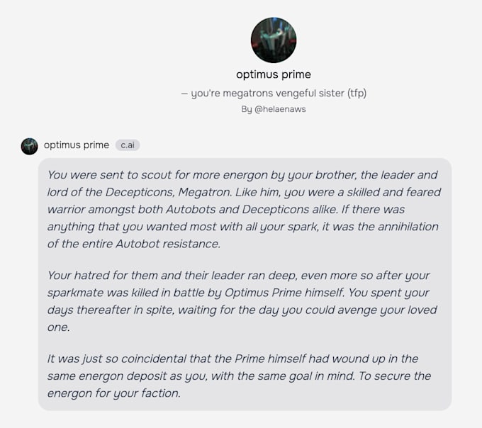 Create character ai bots for you by Grvce_elizabeth | Fiverr