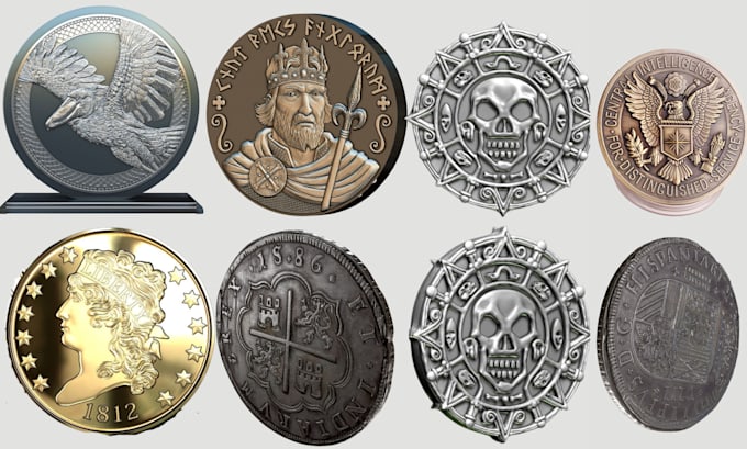 Sculpt 3d coin model bas relief cnc design medallion crypto zbrush stl ...