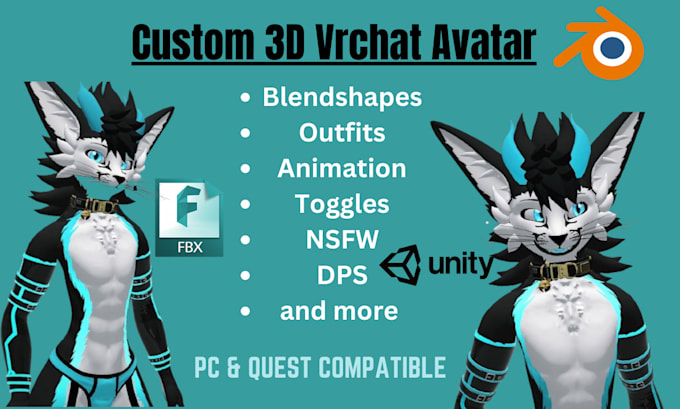 Create vrchat, vrchat avatar, vrc avatar, vr avatar, furry avatar