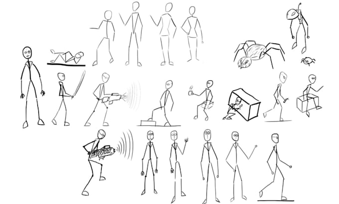 Draw comic stickman, do stickman animation, stick figures in doodle art ...