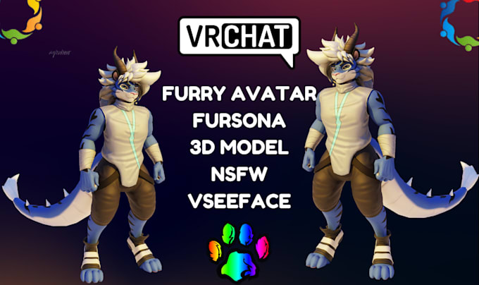 Create custom vrchat avatar, furry fursona, nsfw, 3d vtuber, vrc character model by Henry_chat ...
