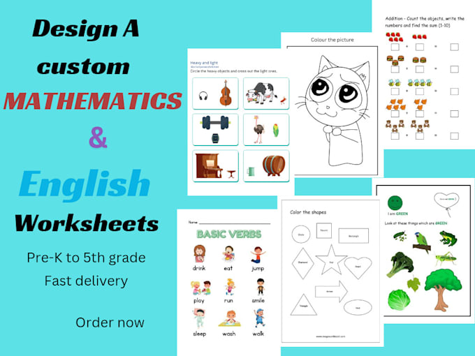 Design custom math and english worksheet for you by Zahida6030 | Fiverr