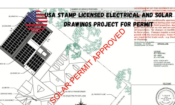 California usa stamp licensed electrical and solar drawings project for ...