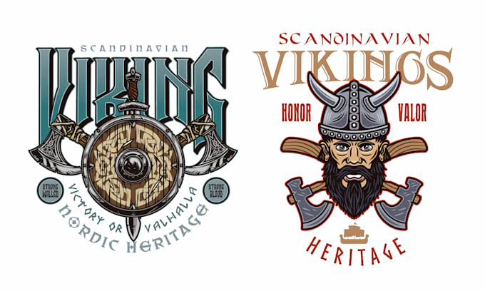 Make vintage viking head logo with illustration by Mirosuik | Fiverr
