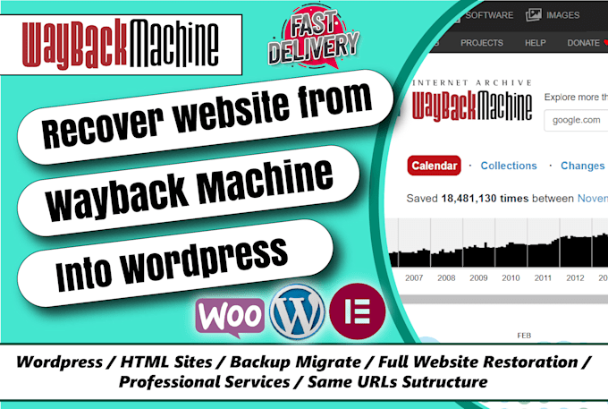 Restore any website into wordpress from wayback machine archive by Naqeebulrehman | Fiverr
