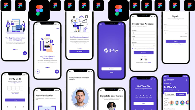 Do fintech ui ux fintech webapp splash screen mobile app ui ux with ...