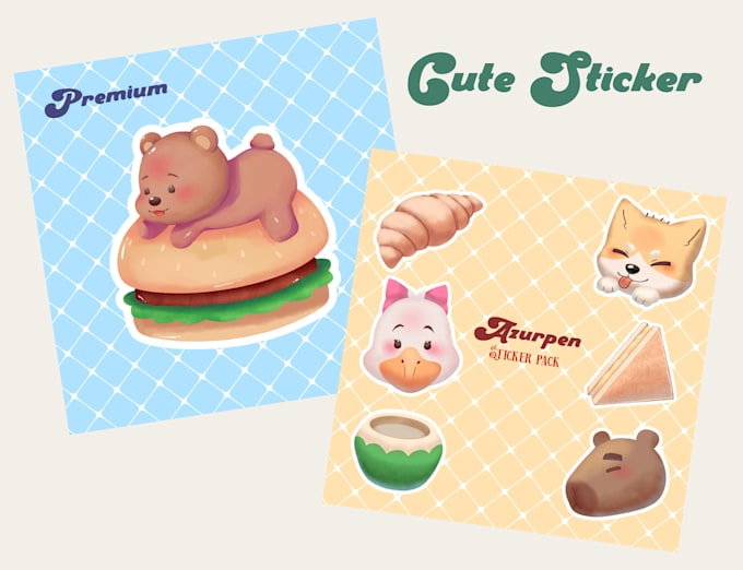Draw cute mini sticker pack by Azurpen | Fiverr