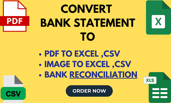 Convert bank statement pdf to excel, csv, google sheet by Haseb_ansari | Fiverr
