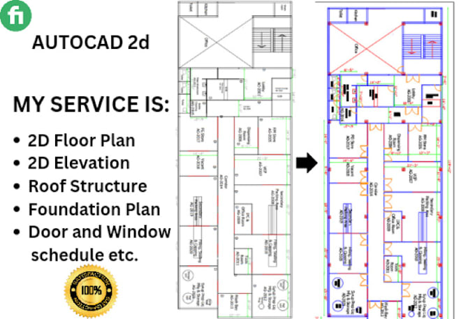 Draw autocad 2d floor and architectural drawings by Datafixed | Fiverr