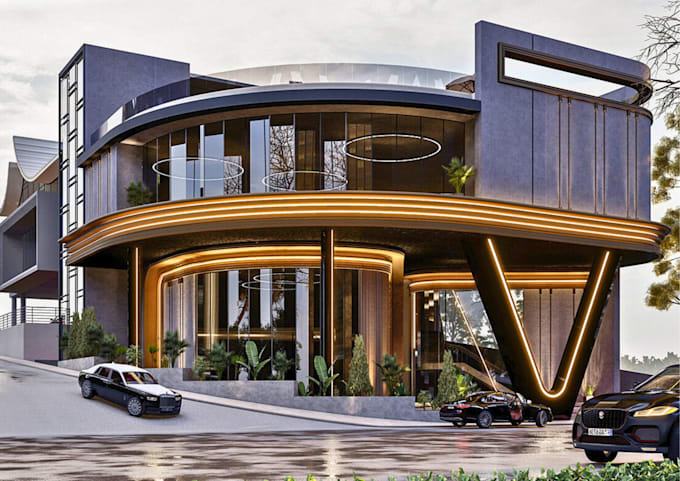 Do exterior design, 3d model, home exterior, layout for residential ...