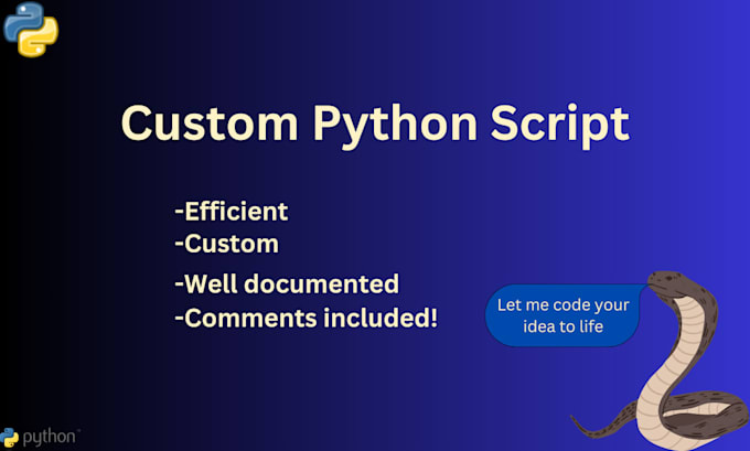 Develop create custom python applications and scripts by Daisybello | Fiverr