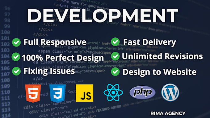 Code Html Css Javascript React Php By Rimaagency Fiverr