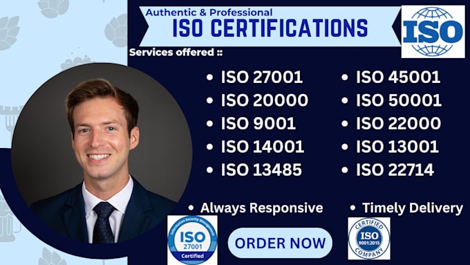Provide iso 27001, 9001, 20001 and other iso cert iaf accredited ...