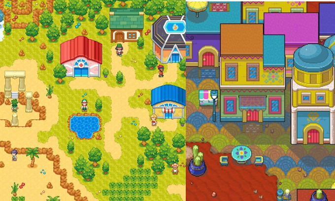 Do pixel art background, pixel animation, pixel rpg game environment ...