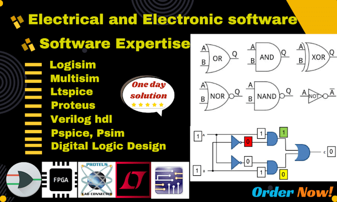 Do psim,pspice,multisim,ltspice,logisim, circuit designing projects by ...