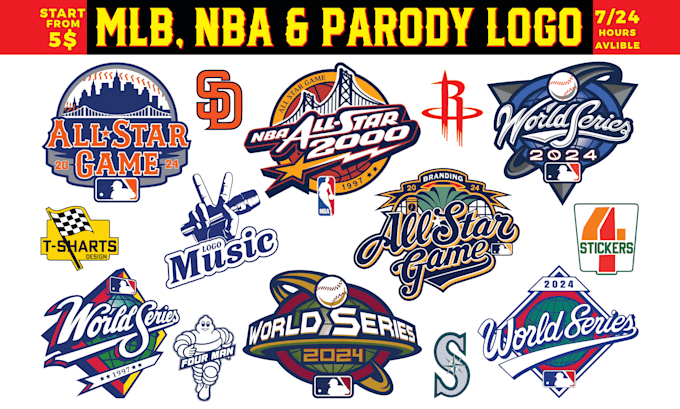 Design custom mlb, world series nba, all star and parody logo with your name by Sultanali55 | Fiverr
