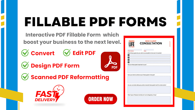 Fillable pdf form, adobe pdf word form excel form design by ...