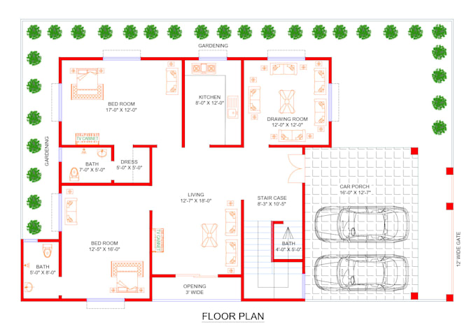 Draw, redraw 2d architectural floor plan by Arch_monirul | Fiverr