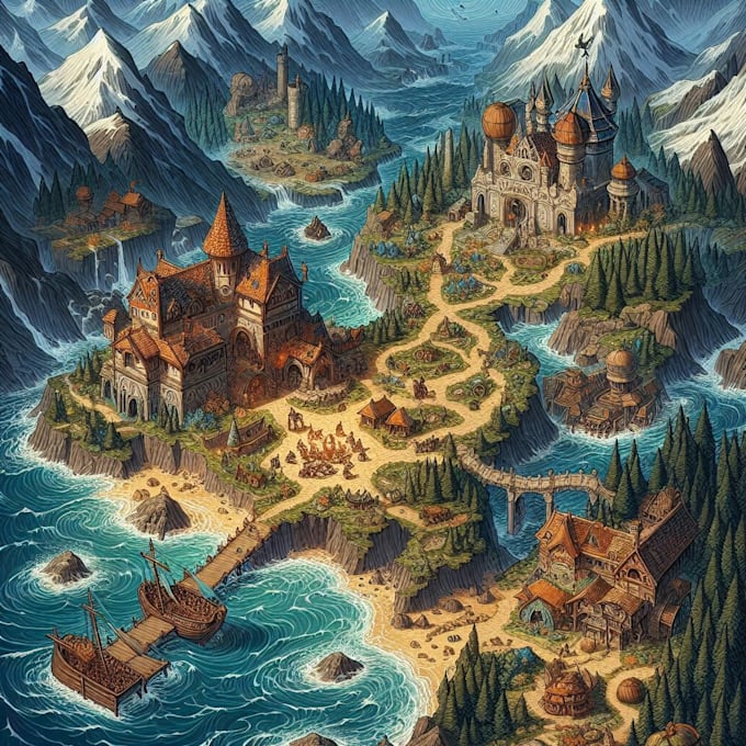 Design a fantasy map illustration by Hookurity | Fiverr