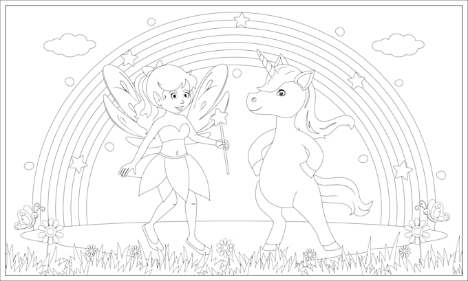 Design children coloring book pages and draw cute characters by ...