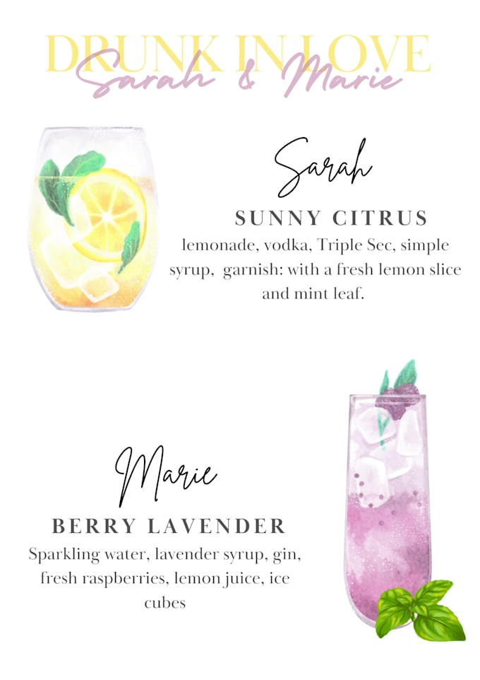 Design custom digital drink menus for weddings and events by Cardglam ...