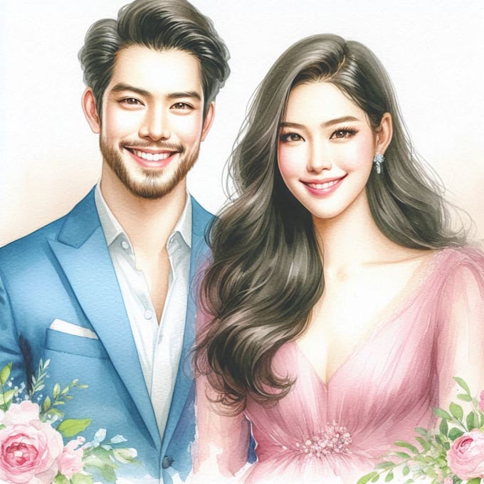 Draw couple portrait illustration of your idea by Millarmez | Fiverr