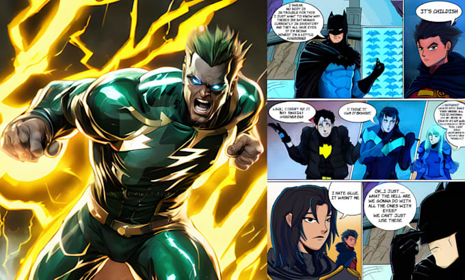 Draw superhero anime manga comic book character illustration webcomic ...