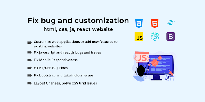 Fix Html Css Javascript And Reactjs Bugs In Your Code By Aothymoon Fiverr