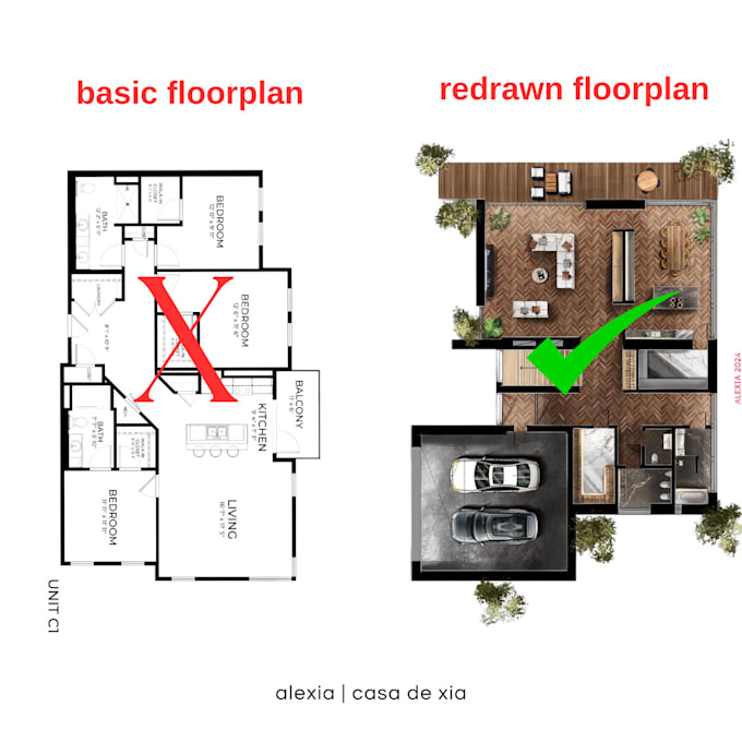 Redraw your basic floor plan by Xia_art | Fiverr