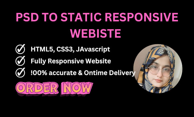 Convert your psd design to static website by Hirarehman07 | Fiverr