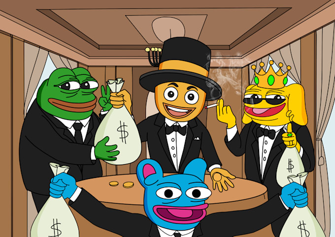 Draw crypto meme coin art funny memecoin art solana meme art meme ...