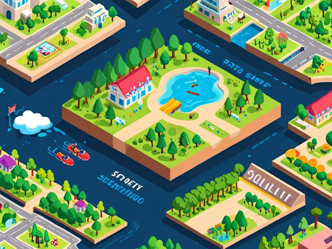 Create a isometric map vector illustration digital art by Leressels ...
