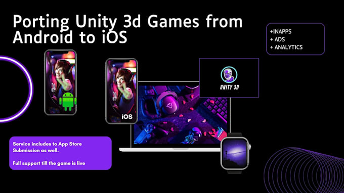 Port unity games to ios and i will add ads, inapp purchases,analytics ...
