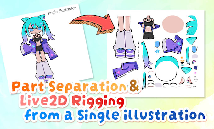 Character part separation and live2d rigging services by Pochimin | Fiverr