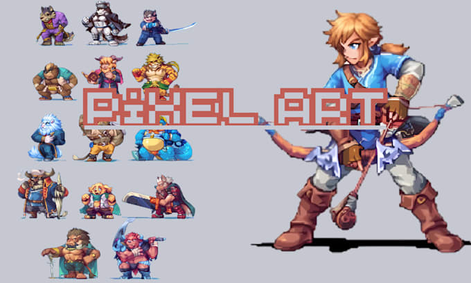 Create pixel art sprite sheet, pixel characters static, animations for ...