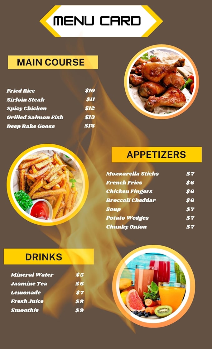 Design professional restaurant menu cards design by Abdullahbhi518 | Fiverr