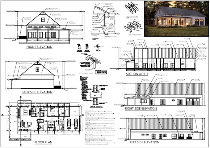 Draft architectural plans, construction drawings, blueprints in autocad ...