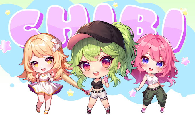 Draw cute chibi character anime art illustration for vtuber, pfp, stikers