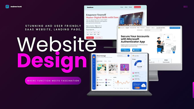 Design desktop dashboard saas website, landing page, and responsive uiux design by Andrewscottux ...