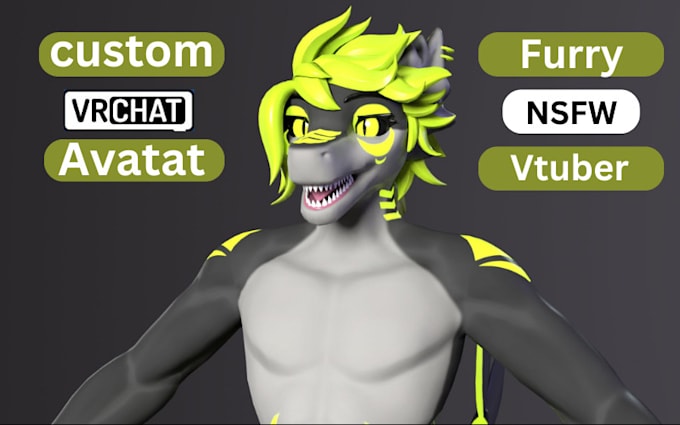 Custom 3d Vrchat Avatar Furry Avatar Nsfw Model Vroid Vr Character Vtuber By Harikosy Fiverr