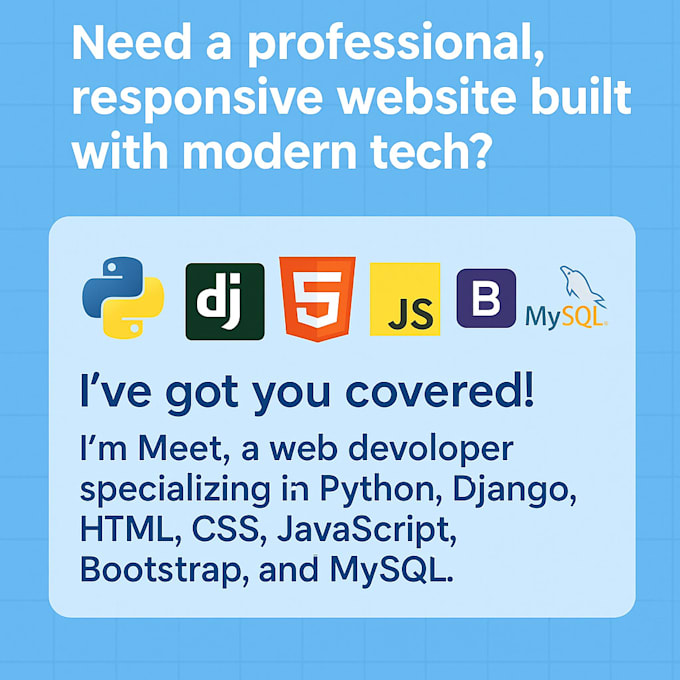 Provide expert web development with python, django and mysql by Meet_patel_1355 | Fiverr