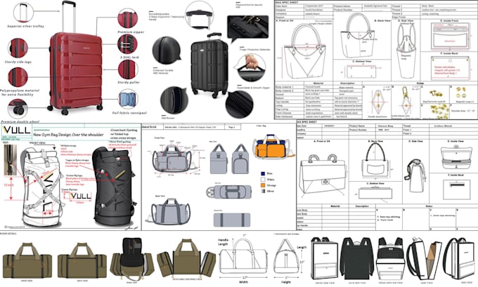 Do bag tech pack design for manufacturer, handbag backpack, duffle ...