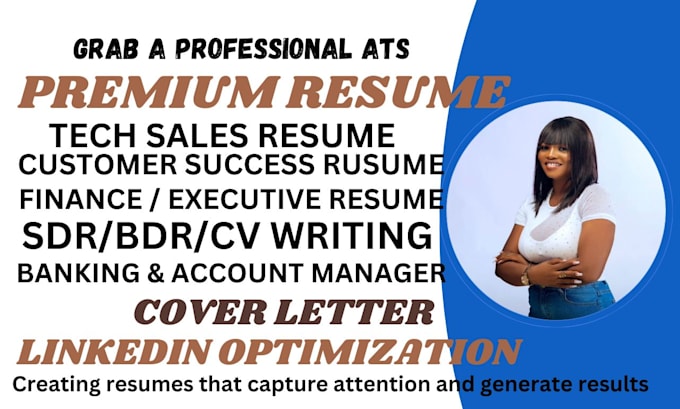 Write a professional sales, tech, sdr, or customer success resume by ...