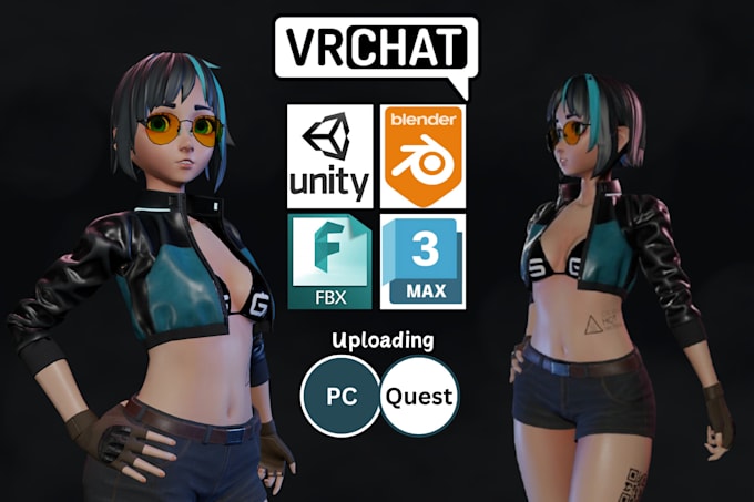 Create vr avatar vrchat avatar vtuber facerig 3d character model furry avatar by Abd_al_razzaq ...